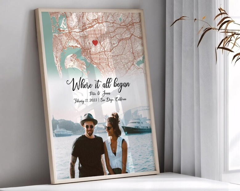 Romantic Map Canvas - Our First Date Location Keepsake Gift