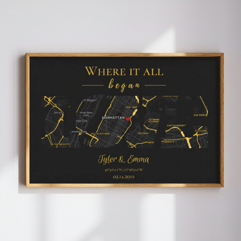 Heartfelt Custom Canvas - Our Map Location Anniversary Keepsake Gift | Familywalldecor AU