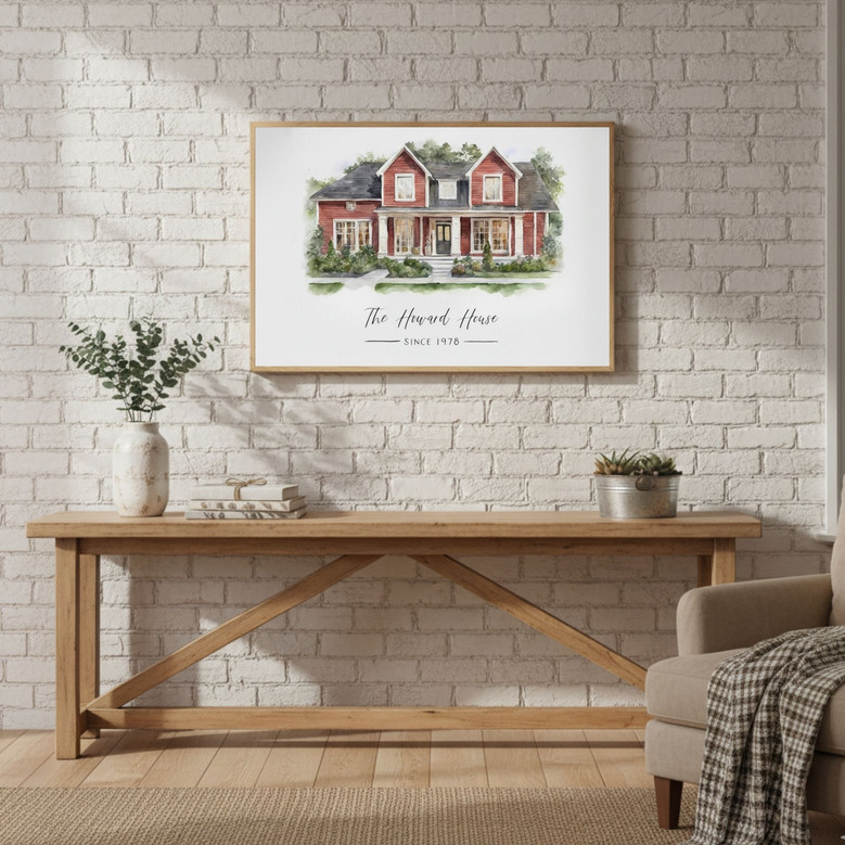 Custom Home Watercolor Canvas - Heartfelt Housewarming Portrait Gift ...